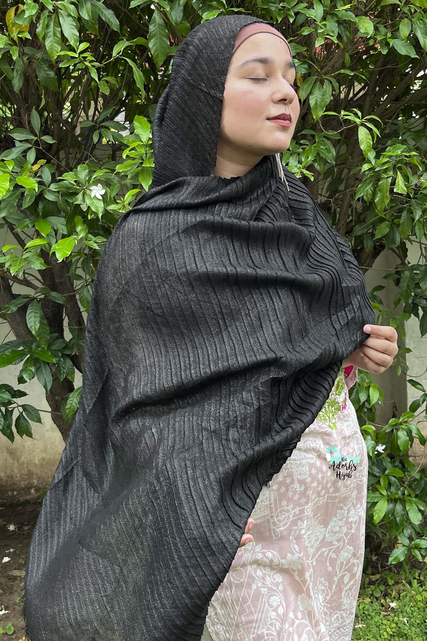 Black Shimmer Crinkled Hijab | That Adorbs Hijab