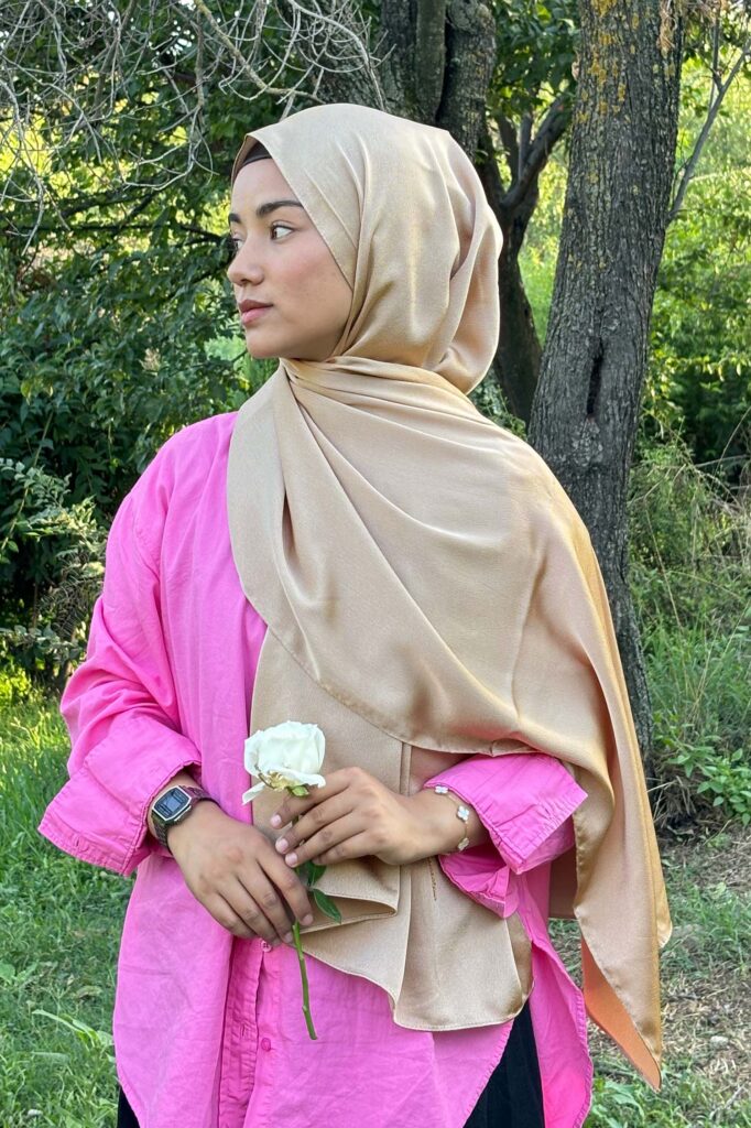 Beige Bubble Satin Hijab | That Adorbs Hijab